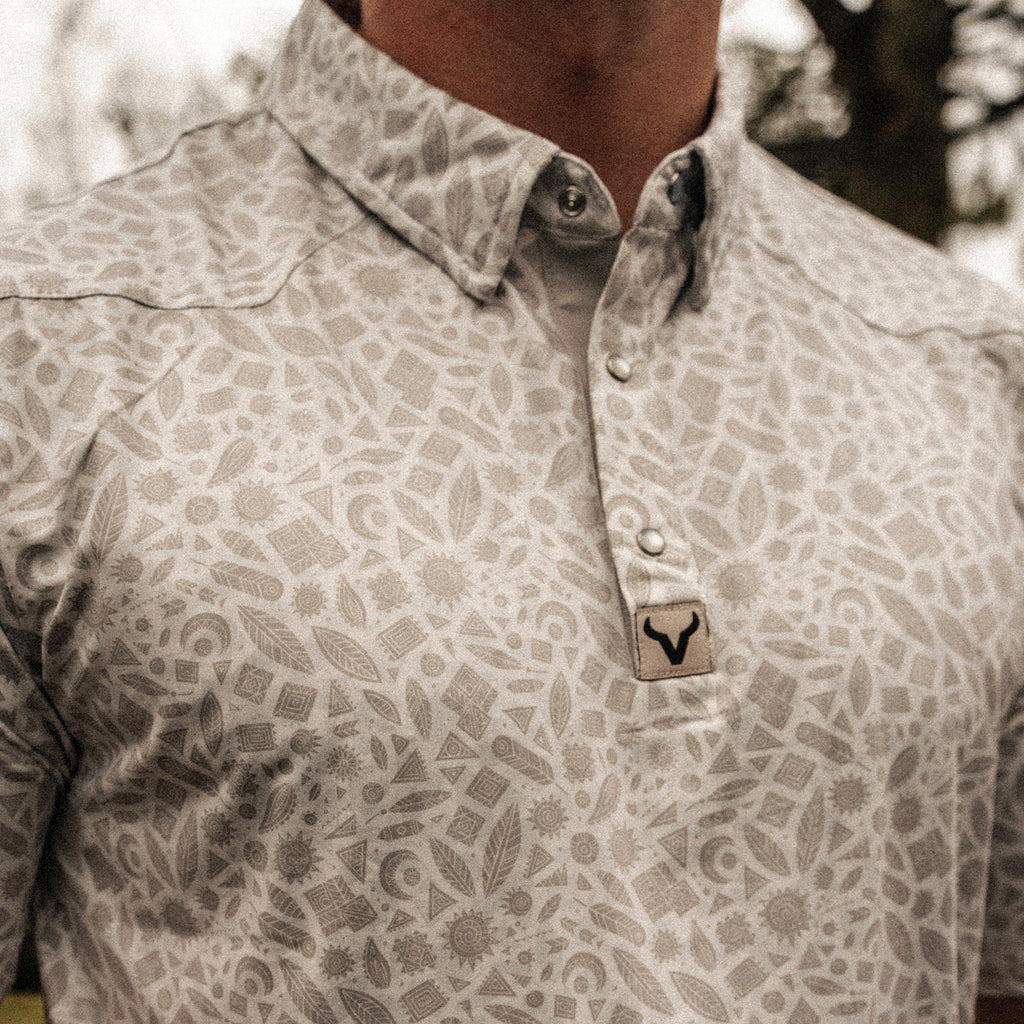 Vexil Brand – Western Pearl Snap Polo - Tribal Board | White – VEXIL BRAND
