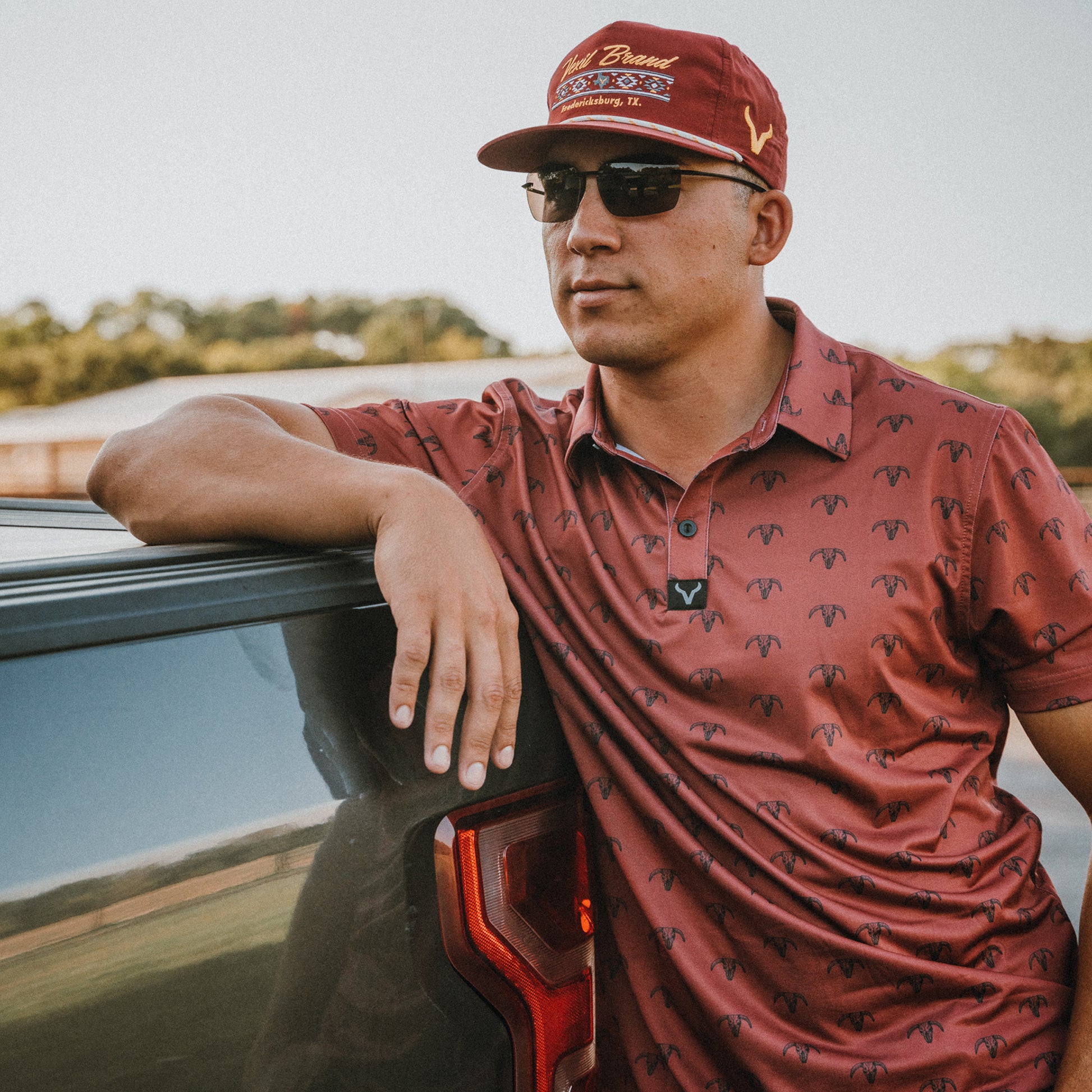 Vexil Brand - Polo - Bull Skull - Brick – VEXIL BRAND